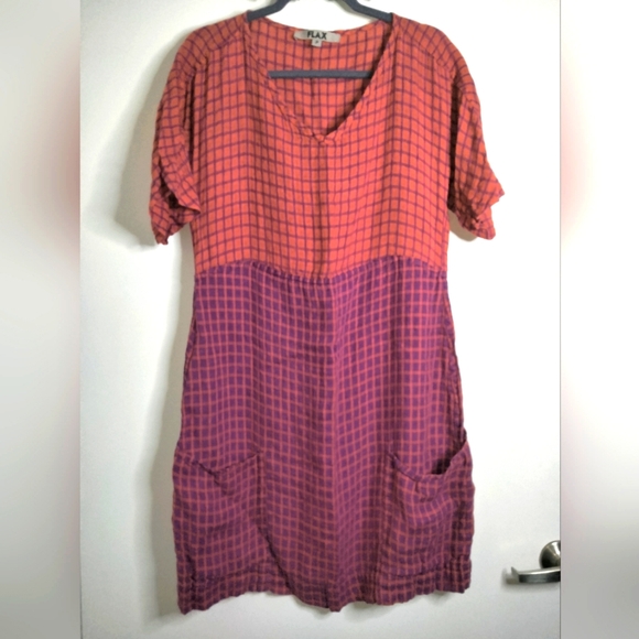 Flax | Dresses | Flax Size P46 Colorblock Checkered Pattern Slouchy ...